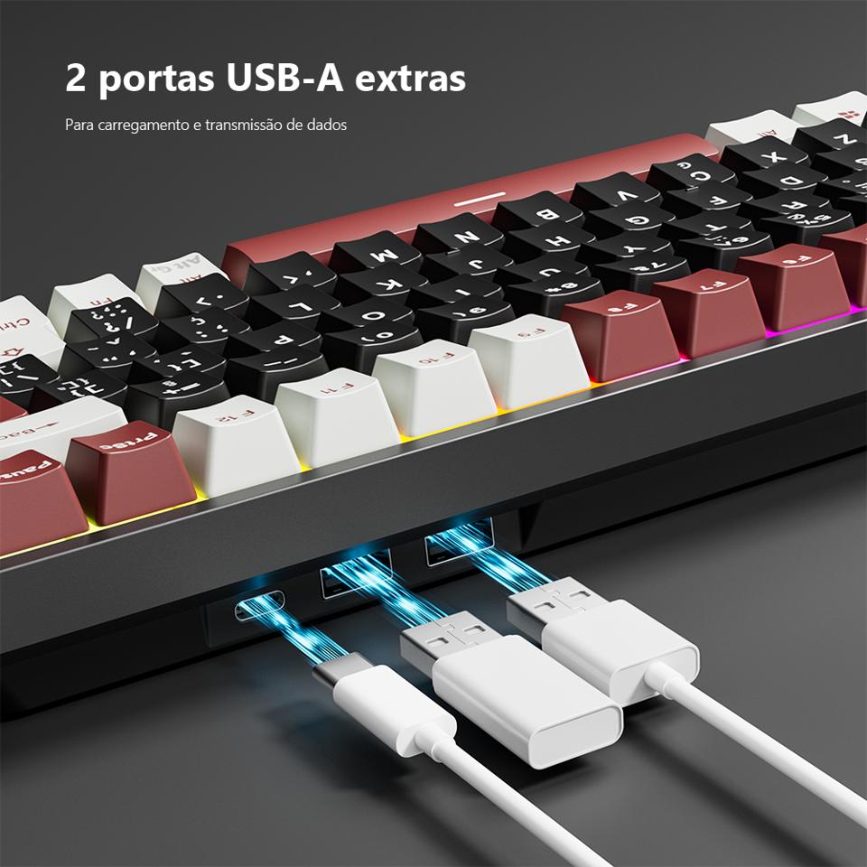 RK Royal Kludge RK84 Brazilian Mechanical Gaming Keyboard 84 Keys RGB ...