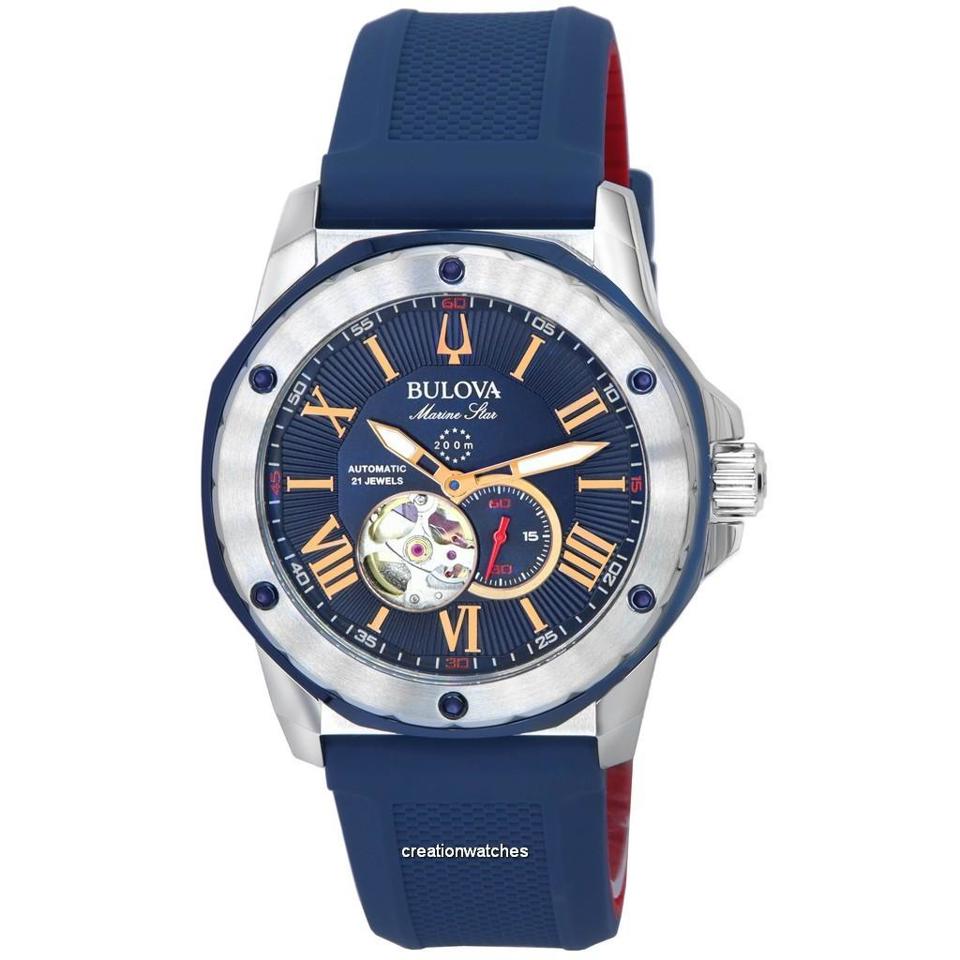 Bulova Marine Star Open Heart Blue Dial Автоматические дайверские часы ...