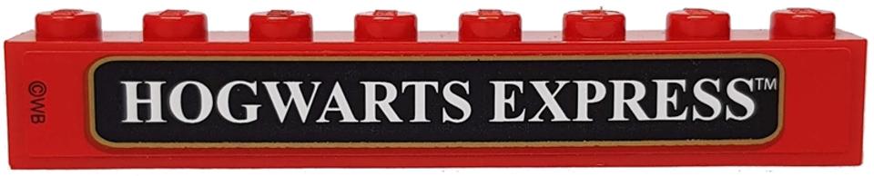 Brick 1 x 8 with White 'HOGWARTS EXPRESS' on Black Background with Gold ...