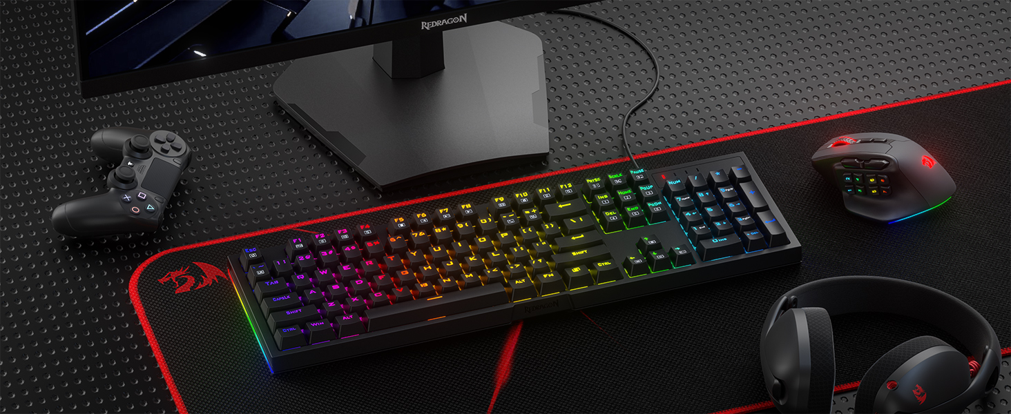 Redragon K670 RGB Backlit Gaming Keyboard 104 Keys Hot-Swap Mechanical ...