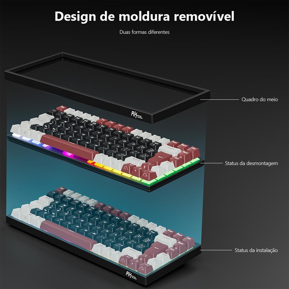 RK Royal Kludge RK84 Brazilian Mechanical Gaming Keyboard 84 Keys RGB ...
