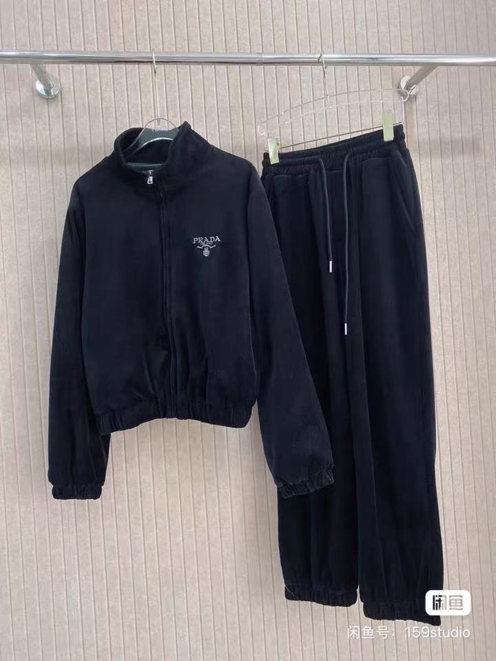 Prada Black Velour Tracksuit Set | AliExpress