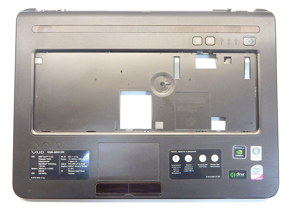 Верхняя часть корпуса (палмрест) Sony Vaio PCG-7121P VGN-NR31ZR (б/у ...