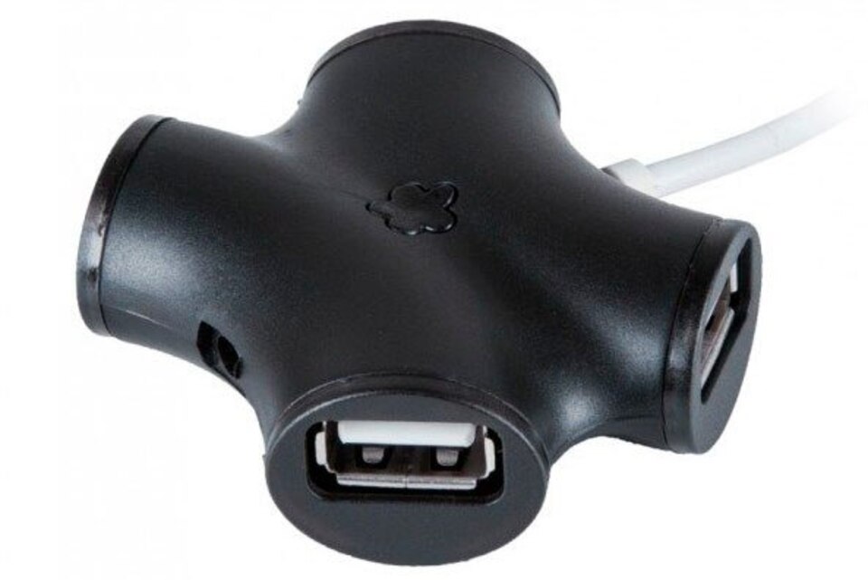 HUB CBR USB-концентратор CH-100 Black, 4 порта, USB 2.0. Питание: От ...