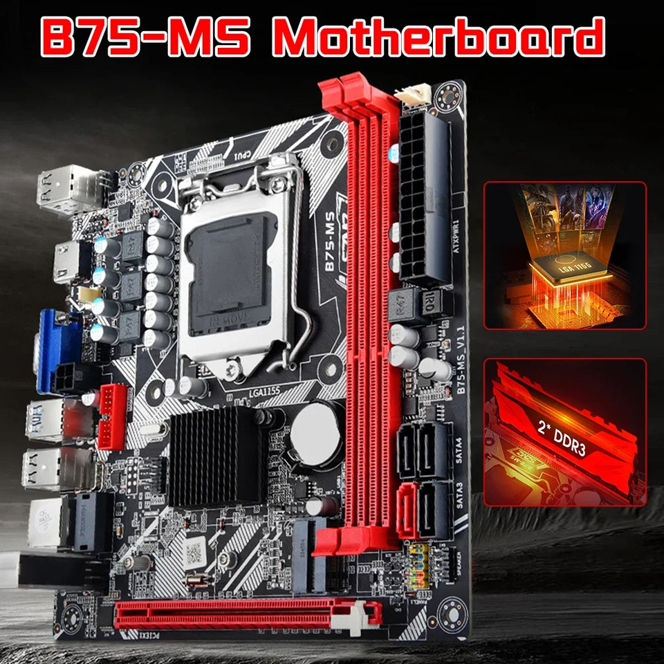 B75-MS LGA 1155 DDR3 16GB USB3.0 SATA3.0 Материнская плата M.2 NVME Placa Mae Настольная ...